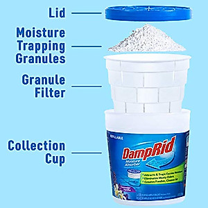DampRid Absorber-10.5oz Refillable Absorber Traps Moisture for Fresher, Cleaner Air, 10.5oz cups - 4 pack, Blue, 4 Count