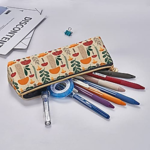 Cute Mushroom Pattern Pencil Case Leather Portable Pen Bag Pencil Pouch Students Stationery Organizer For Girls Teen