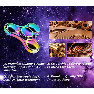 Rainbow Fidget Spinner Toys Metal 3 Pack Set, Small Handheld Finger Hand Spinners Fidgeting Toy for Kids Adults Spinning Top Focus Desk Toys Fingertip Gyro Party Favors Goody Bag Fillers Novelty Gift