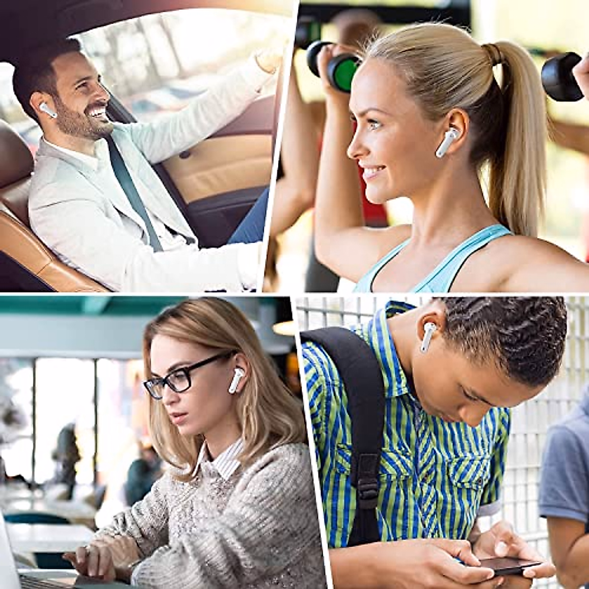 Wireless Earbuds Bluetooth Headphones LED Power Display Earphones Active Noise Cancelling Earbuds Hi-Fi Stereo Sound Ear Buds in-Ear Headphones Air Buds with Charging Case for iPhone Android PC