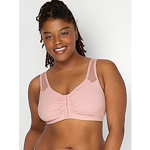 Fruit of the Loom Women's Comfort Front Close Sport Bra with Mesh Straps, Blushing Rose, 36