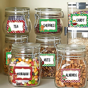 Wonmon 300PCS Christmas Gift Tags Stickers, Self Adhesive Christmas Name Tags Gift Present Tags Label Sticker for Organizing Jar Christmas Holiday Decoration School Supplies, 1.96x2.75 Inch