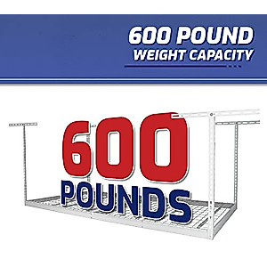 SafeRacks 4x8 Overhead Garage Storage Rack Heavy Duty - White (12"-21") - Holds 600 lb