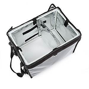 Insulated Bags For Food Delivery XL - 18.1" x 13.8" x 13.8", Commercial Insulated Food Delivery Bag w/Divider, Waterproof & Foldable Catering Bag Food Deliveries, Delivery Pizza Bags 12 Inches