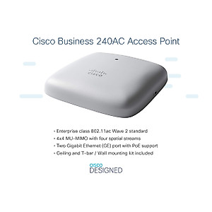 Cisco Business 240AC Wi-Fi Access Point | 802.11ac | 4x4 | 2 GbE Ports | Ceiling Mount | Limited Lifetime Protection (CBW240AC-B)