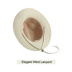 Koreshion Women Straw Panama Hat Summer Wide Brim Fedora Cap Beach Sun Hats UV UPF50+ Beige