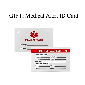 AluoWang Personalized Leather Medical Alert Bracelets for Men & Women with Free Engraving Stainless Steel Emergency Medical ID Bracelets for Family Medical Warning Bracelet (Red+Black)