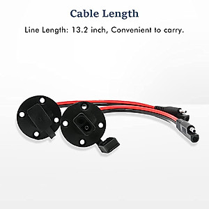 2 Pack SAE Power Socket Sidewall Port, Weatherproof SAE Quick Connector Harness, SAE Adapter Male Plug to Female Socket Cable 12AWG SAE Cable with 8 Screws for Solar Generator Battery Charger