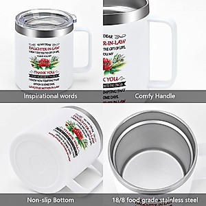 LiqCool Gifts for Daughter in Law, Daughter in Law Gifts from Mother in Law for Mothers Day Christmas, 12oz Daughter in Law Cofee Mug with Handle, Funny Gifts for Future Daugher in Law (White, 12 Oz)
