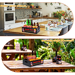 Snack Organizer with Handles Reusable Movie Night Snack Trays Wooden Popcorn Bag Snack Holder for Pantry Kitchen Table Family Movie Night Birthday Party Supplies