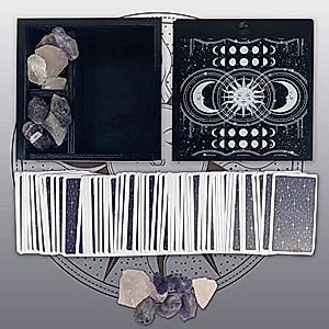 Hukalw Wooden Tarot Card Case Holder, Deck Box Organizer Storage Compatible with Most sizes Cards, 3 Storage Compartments