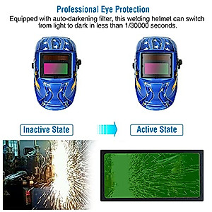 Welding Helmet, Solar Powered Auto Darkening Hood with Adjustable Wide Shade Range 9-13 for Mig Tig Arc Weld Grinding Welder Mask - American Eagle
