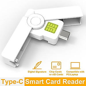 Type C Mini Foldable CAC Card Reader Military, Smart Card Reader DOD Military USB Common Access CAC, Compact PIV & Credit & ID Chip Card Reader, Compatible with Windows and Linux
