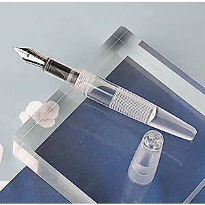 C2 Fountain Pen Fine Nib, Eyedropper Filling, Clear Transparent Acrylic, Large-Capacity Gift Set (Clear Color Only)