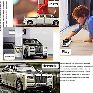 EROCK Exquisite car Model 1/24 Rolls-Royce Phantom Model Car,Zinc Alloy Pull Back Toy car with Sound and Light for Kids Boy Girl Gift. (White)