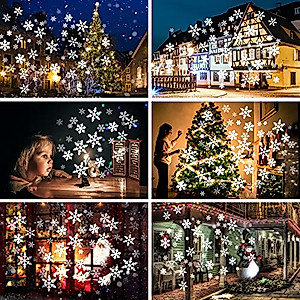Christmas Projector Lights Outdoor, Indoor Decorations Snowflake Projection Lights LED Snowfall Show Spotlight Waterproof Landscape Lighting for Xmas Holiday Party Wedding Garden Patio
