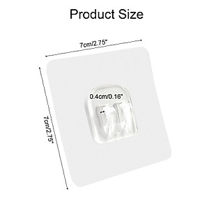 Unlorspy 10 Pcs Clear Shower Caddy Adhesive Sticker Hooks, 7 x 7 cm Shower Caddy Adhesive Replacement Waterproof Adhesive Hooks for Kitchen Bathroom Shelves (Single Hook)