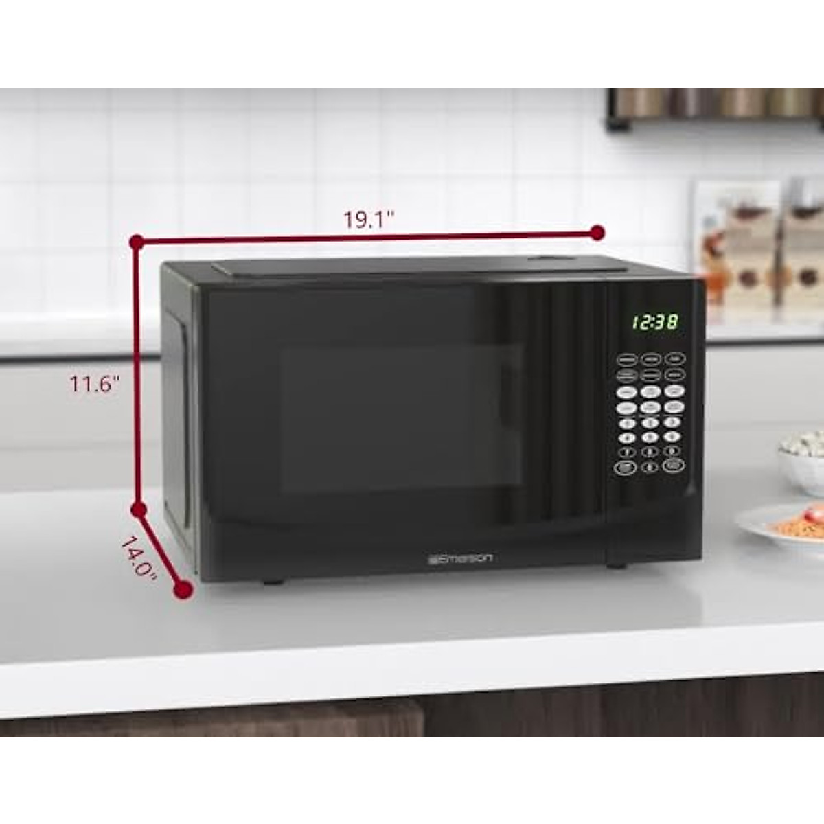 Emerson MW9255B Countertop Microwave Oven, 6 Pre-Programmed Settings, Removable Glass Turntable and Child Safety Lock, 0.9 Cu ft, 900W, Black