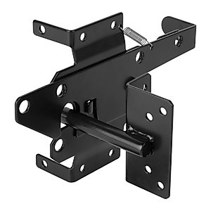 HILLMASTER Heavy Duty Self-Locking Gate Latch for Wooden Fence, Post Mount Automatic Gate Lock Gravity Door Latch Hardware for Secure Pool, Outdoor Garden, Metal Gates Vinyl Fence, Black Finish