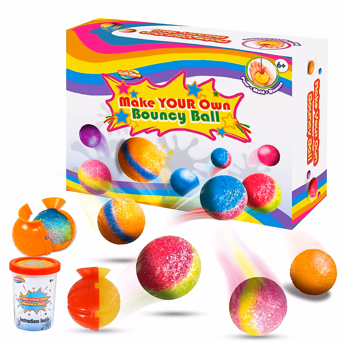 Bouncy Ball Making Kit, DIY Kits for Kids, Kids Birthday Party Activities, Kids Science Projects, Arts and Crafts for Kids 4-6 | 6-8, Outdoor Activities for Kids, Summer Fun Activities Favors Kit