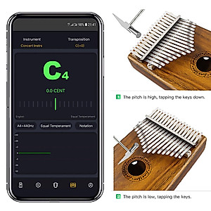 FINETHER Thumb Piano Kalimba with Audio Jack, 17 Key Koa Wood Calimba Finger Harp Piano Musical Instrument Birthday Christmas Thanksgiving Gift for Kids, Adults and Beginners