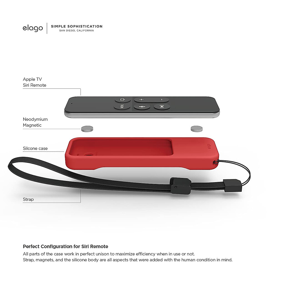 Elago R1 Silicone Case Compatible with Apple TV 4K 4th and 5th Generation Siri Remote Control - Red