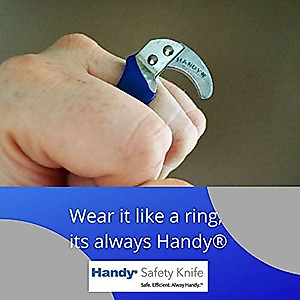 The Original Handy Safety Knife - Utility Ring Knife for Finger with Sharp, Curved Blade - Ring Size 16 - Grey - Standard Blade - Dozen - By Handy Twine Knife