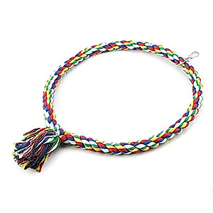 Bird Rope Swing, Cotton Bird Circle Ring Rope Perch Stand Swing Chewing Toy Birdcage Decoration Accessory for African Grey Budgie Parakeet Cockatiel Cockatoo(S)