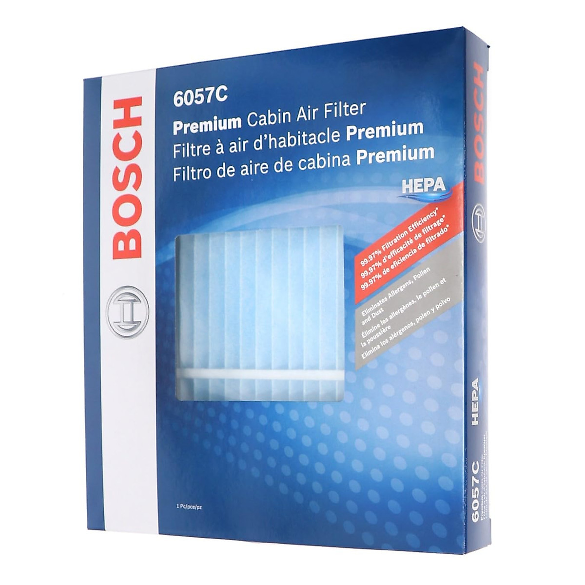 BOSCH 6057C HEPA Cabin Air Filter - Compatible With Select Chevrolet Captiva, Equinox, GMC Terrain, Hyundai Azera, Santa Fe Sport/XL, Sonata, Kia Cadenza, Optima, Sedona, Saturn Vue (Pack of 1)