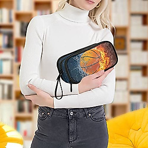 XUWU Basketball Large Capacity Pencil Case 3 Compartment Pen box Makeup Pouch Holder Organizer Stationery Bag for School Teen Girl Boy Men Women