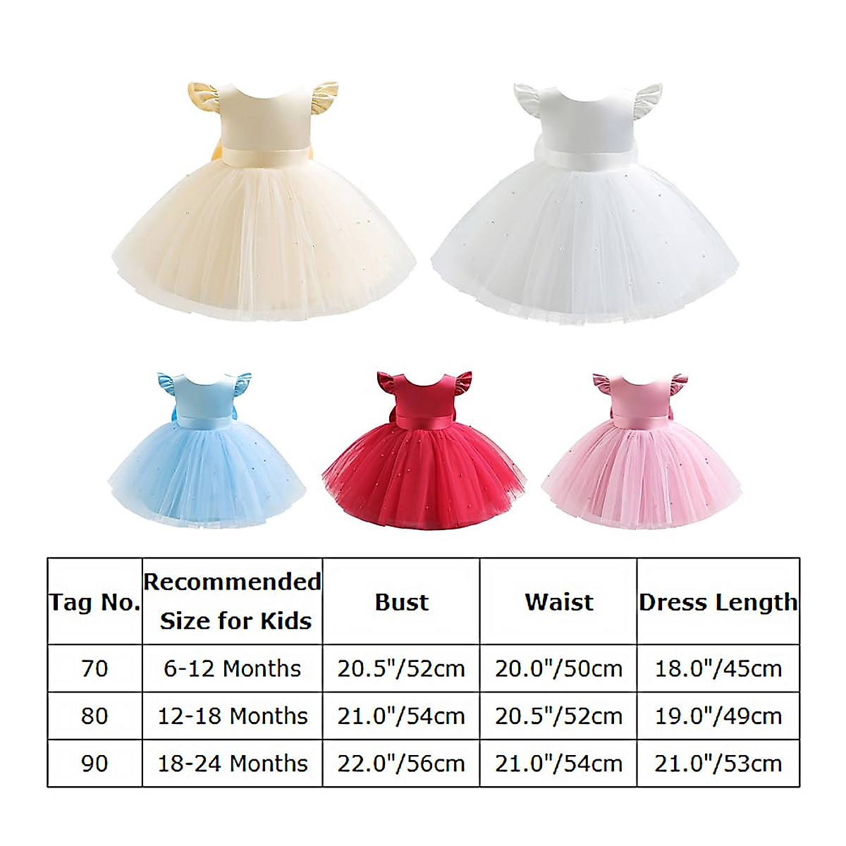 Baby Flower Girl Dress: Toddler Dress for Wedding First Communion Baptism Christening Dresses First Birthday Outfit Newborn Photoshoot Cake Smash Infant Kids Princess Tulle Gown Blue 18-24 Months