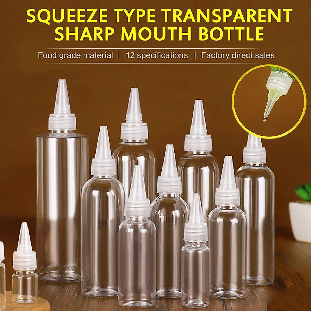 5pcs 10-250ml Refillable Bottles Squeeze Bottles Eye Dropper Bottle Liquid Dispenser Sharp-mouth Container with Twist Top Cap(30ml)