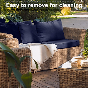 TWJMV Outdoor Cushion Slipcovers Set 14 Outdoor Patio Cushion Covers Replacement Washable Splash Proof with Zipper for Outdoor Furniture, Patio Sofa Couch 3 Sizes, Covers Only (Navy Blue)