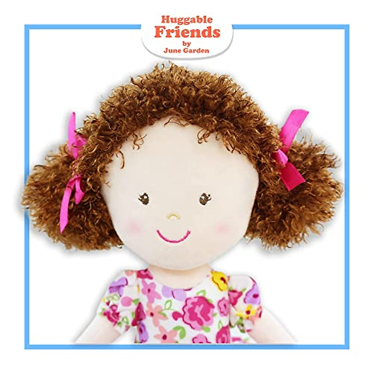 June Garden 16" Rose Scented Soft Doll Rosa - Stuffed Cuddly Plush Doll Gifts for Girls - Pink Floral Dress