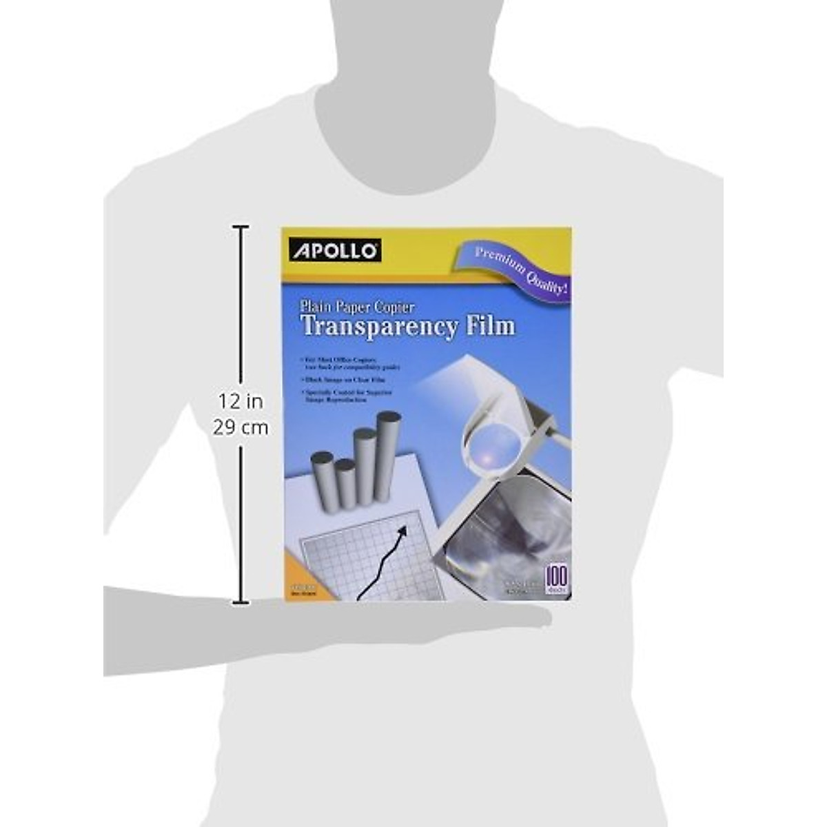 Apollo Plain Paper Copier Transparency Film, Black On Clear, Box Of 100