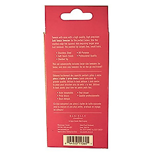 Danielle Creations Soft Touch Slant and Point Stainless Steel Tweezers, Pink