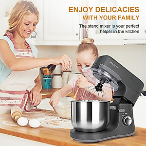 NEWSETS 7.4 QT Stand Mixer, Household Stand Mixer 600W Electric Mixers with Stainless Bowl Hook Whisk Beater and Splash Guard, Fast 6-Speed Tilt-Head Food Mixers for Baking, Cakes, Pastry Easily
