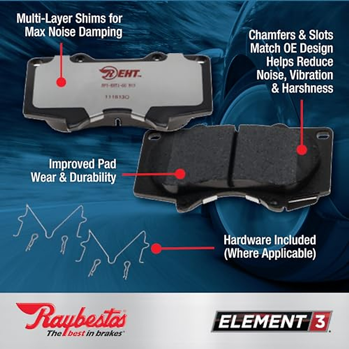 Raybestos Element3 EHT™ Automotive Replacement Front Brake Pad for Selected 2014-2020 Infiniti QX60, 2013 Infiniti JX35, 2015-2023 Nissan Murano, and 2013-2020 Nissan Pathfinder (EHT1649H)