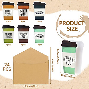 Geyee 24 Pack Coffee Gift Card Holders with Envelopes Bulk Thanks a Latte Coffee Gift Card Holders Appreciation Gift Card Set Coffee Themed Greeting Cards for Office Business Supplies Favors