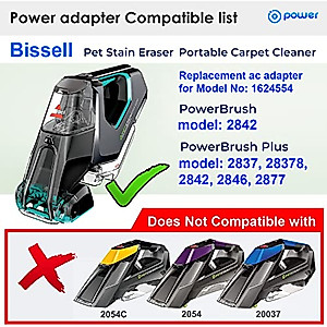 T POWER Charger for Bissell 1624554 Pet Stain Eraser Powerbrush Series 2842 2846 2837 2877 176159 Cordless Portable Hand Vacuum Cleaner ZD006C100063USE Ac Dc Adapter Power Supply