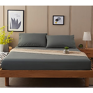 SONORO KATE Bed Sheet Set Super Soft Microfiber 1800 Thread Count Luxury Egyptian Sheets 18-Inch Deep Pocket Wrinkle-4 Piece(Full Dark Grey)