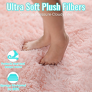 PAGISOFE Pink Rugs for Girls Bedroom 4x6 Ft Fluffy Cute Girls Room Decor Aesthetic Area Rug Kawaii Baby Nursery Rug Plush Playroom Rug Shag Teen Girls Rug Thick Fur Dorm Rug Living Room Carpet