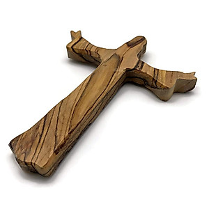 Small Wooden Cross for Wall Carved in the shape of the Crucifix Cross, Olive Wood Cross Jesus Christ Resurrection Cross Wall Décor, Holy Cross Wall Decor, Religious Easter Decorations for Home