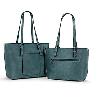 Montana West Tote Bag for Women Vegan Leather Purse and Handbags Set Embossed Collection Purse 2Pcs Set Turquoise MWC2-G052A-TQ