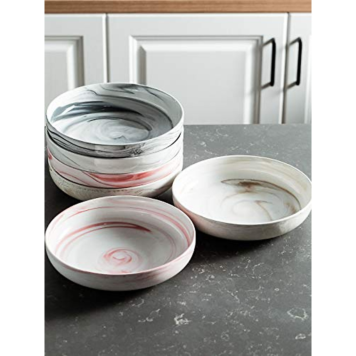 YHOSSEUN Ceramic Salad Bowl,10-inch Porcelain Serving Bowls for Pasta Fruit Snacks, 1.9 Quarts Large Stackable Dinner Serving Bowl Set of 2, Brown