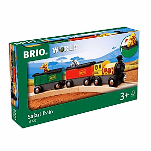 BRIO World - 33722 Safari Train | Interactive Toy Train Set for Kids Age 3 and Up | Environmentally Conscious | Engine and Animal Wagons Included