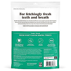 Amazon Brand - Wonder Bound Dog Dental Treats, Fresh Mint Flavor, Large, 9 Count, 16 Oz