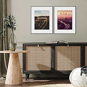 Americanflat Front Loading 16x20 Picture Frame with Shatter-Resistant Glass - Set of 2 - Use as 11x14 Frame with Mat - Metropolitan Collection - Photo Frame for Wall Display - Black