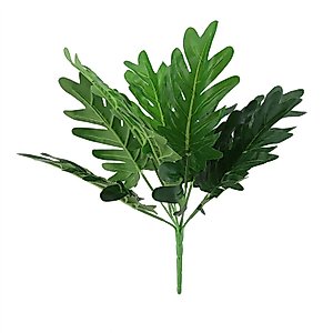 Jacksing Faux Leaf, Plastic Artificial Faux Foliage Green Grass Plant Leaf Home Office Party Garden Interior