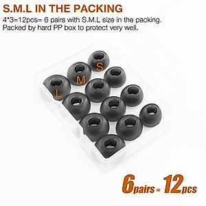 TENNMAK 12X Eartips Replacement for JBL Vibe Buds/JBL Live Pro 2 / JBL Live Free 2 / JBL Tour Pro 2 / JBL Wave Buds Earbuds Earpad Ear Tips * 6 Pairs